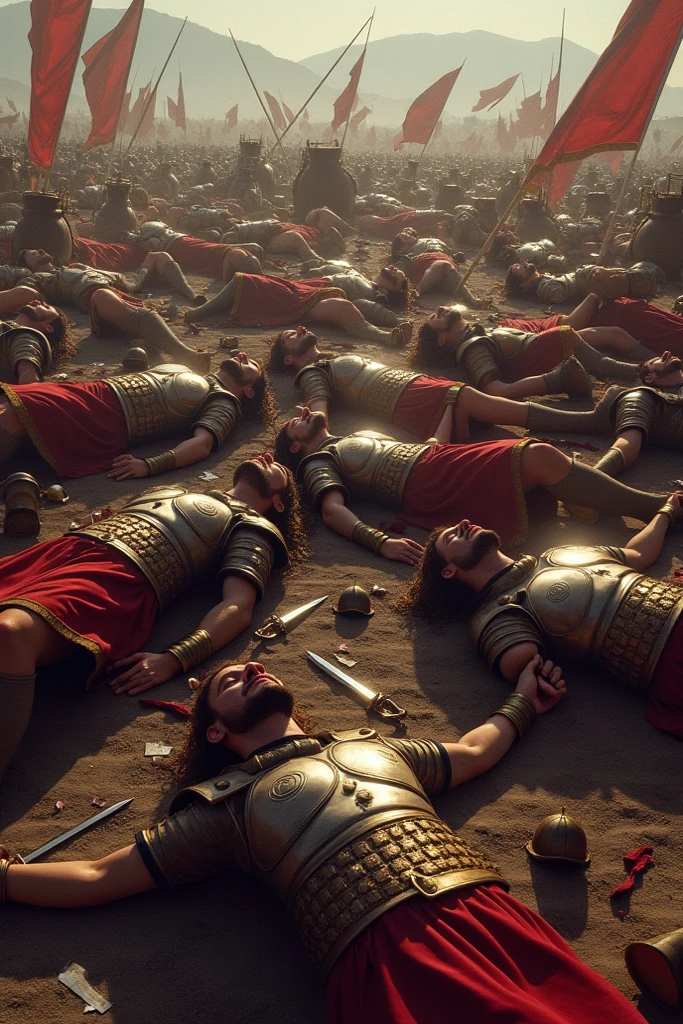 Make the Romans defeated, Fallen to the ground - SeaArt AI