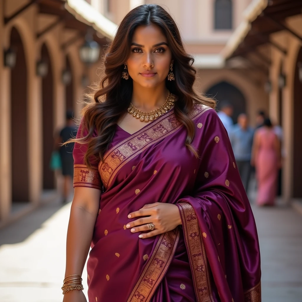 Looking to the camera the indian medium chubby women with big close site breast - SeaArt AI