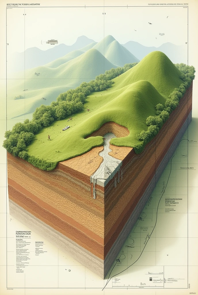 Create a section drawing of a convex landform in detail or provide more ...