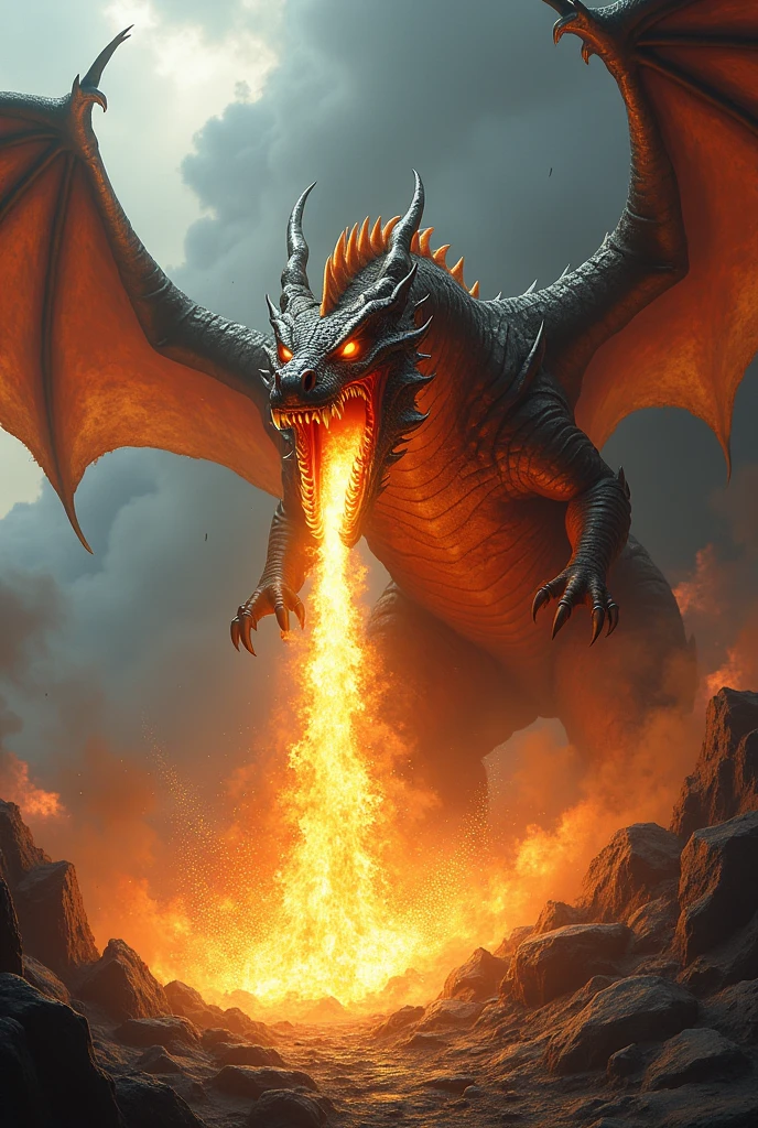 DRAGOU THROWING FIRE - SeaArt AI