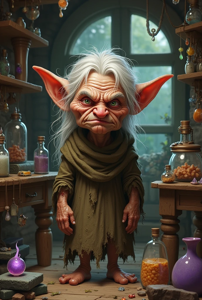 Create a grumpy elf in her house - SeaArt AI