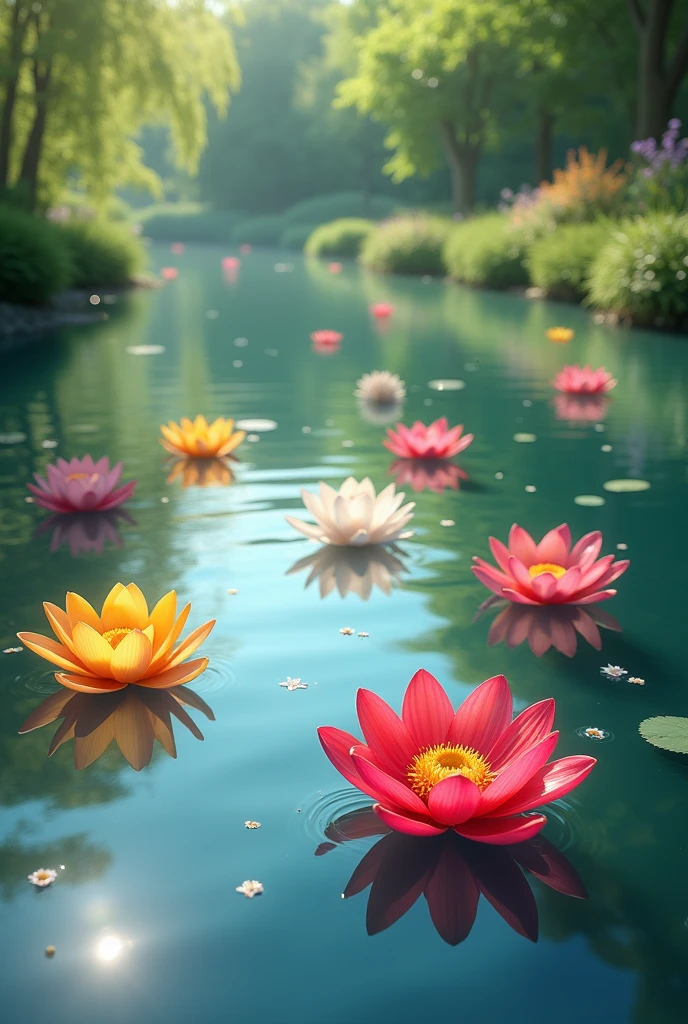 FLOWERS ON THE LAKE - SeaArt AI