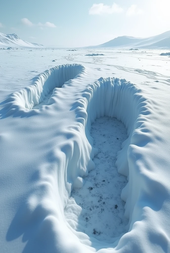 Giant monster footprints in the snow - SeaArt AI
