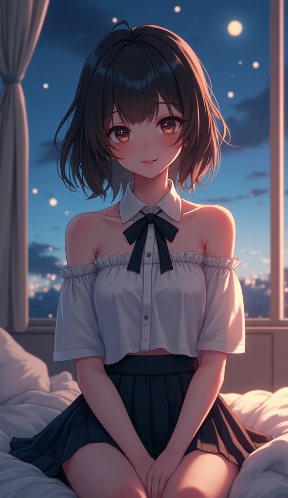 1 girl, cute, solo, beautiful detailed sky, detailed face, night ...