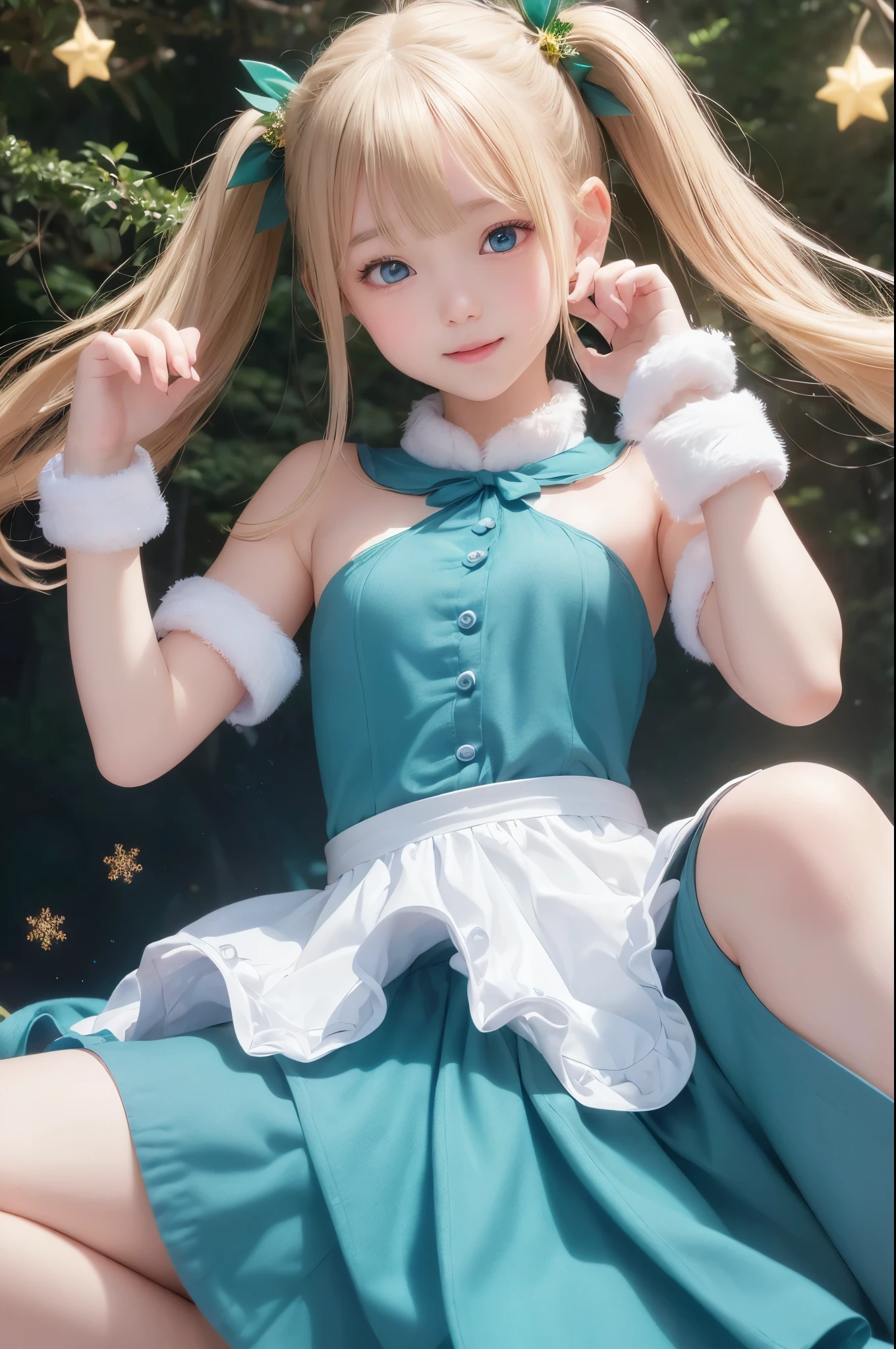 Arafed image of a woman in a blue dress with a white dress - SeaArt AI