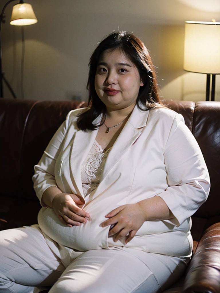 Obese Girl)))) two Indonesians, a 42 year old man wearing a blazer - SeaArt AI