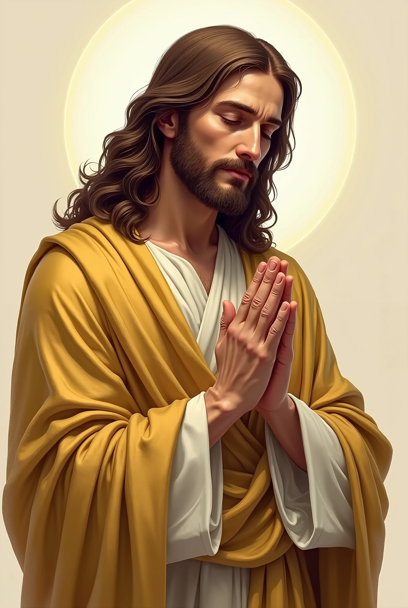 Arafed image of jesus praying with his hands folded in prayer - SeaArt AI