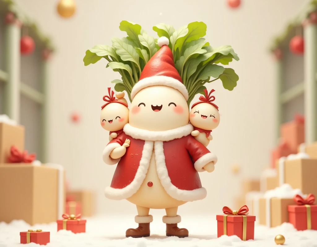 Cute大根, santa costume, Mochimochi daikon , Carrying a bunch of daikon ...