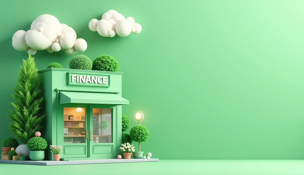 An advertisement image for financial services with a green theme ...