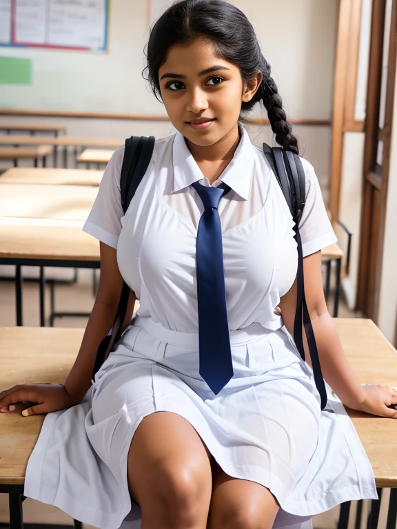 Srilankan school girl , boobs, school white frock,in the classroom ...