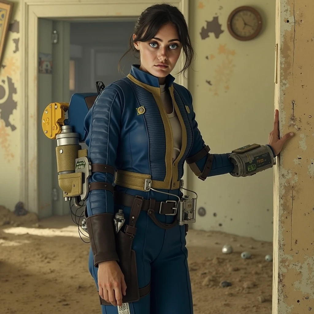 A hyper-realistic cinematic scene inspired by the Fallout universe ...