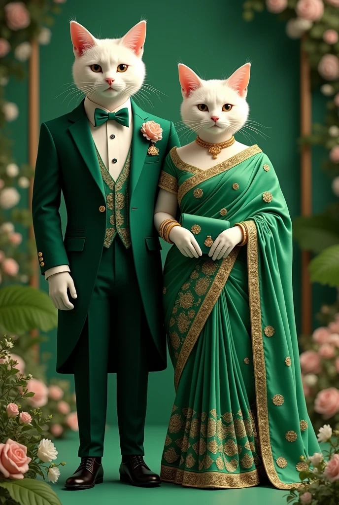 2. "A regal couple of anthropomorphic white cats styled in matching ...