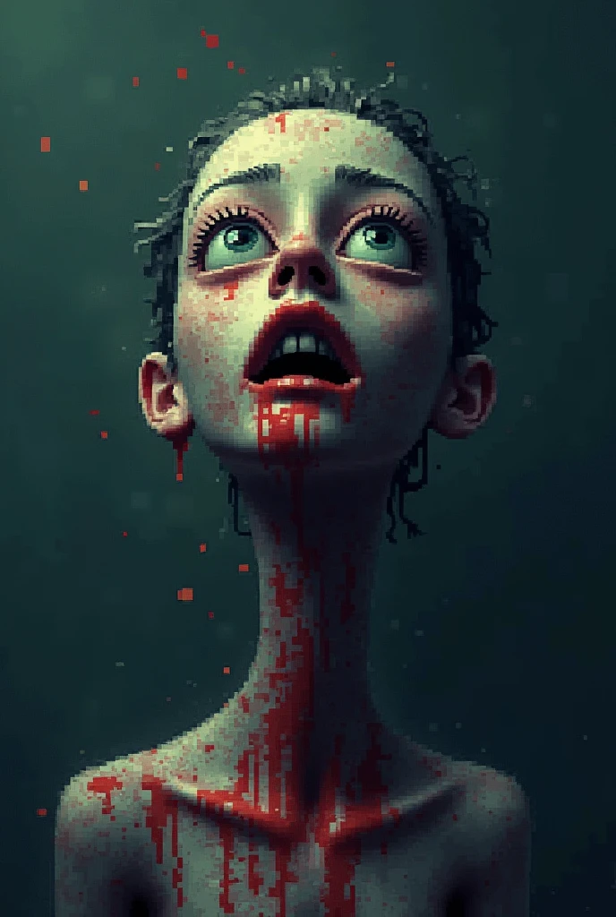 A vomit With the following characteristics: to be pixelated and dark ...