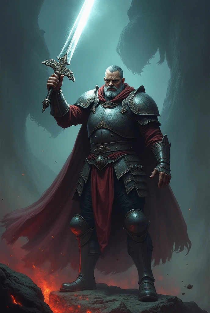 Illustrates a warrior's fist holding aloft, a shining sword in the face ...