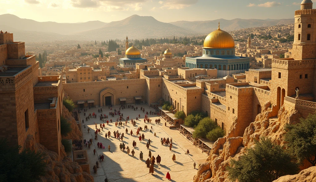 A detailed and hyper realistic beautiful image of a town in the Bible ...