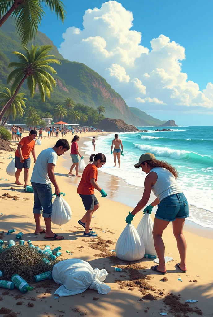 Beach clean up - SeaArt AI