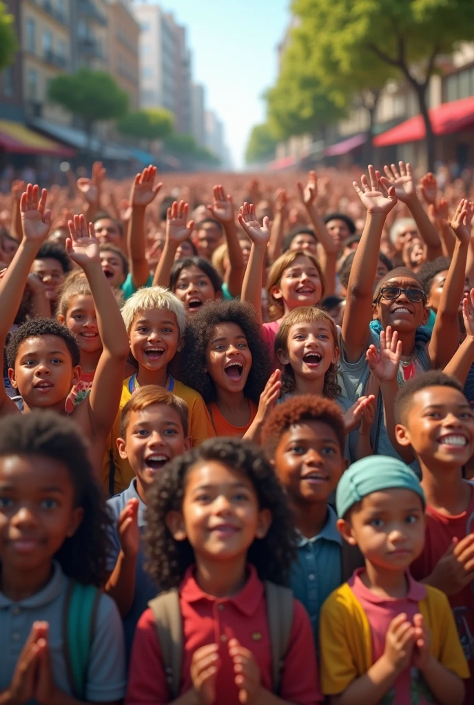 Crowd around clapping - SeaArt AI