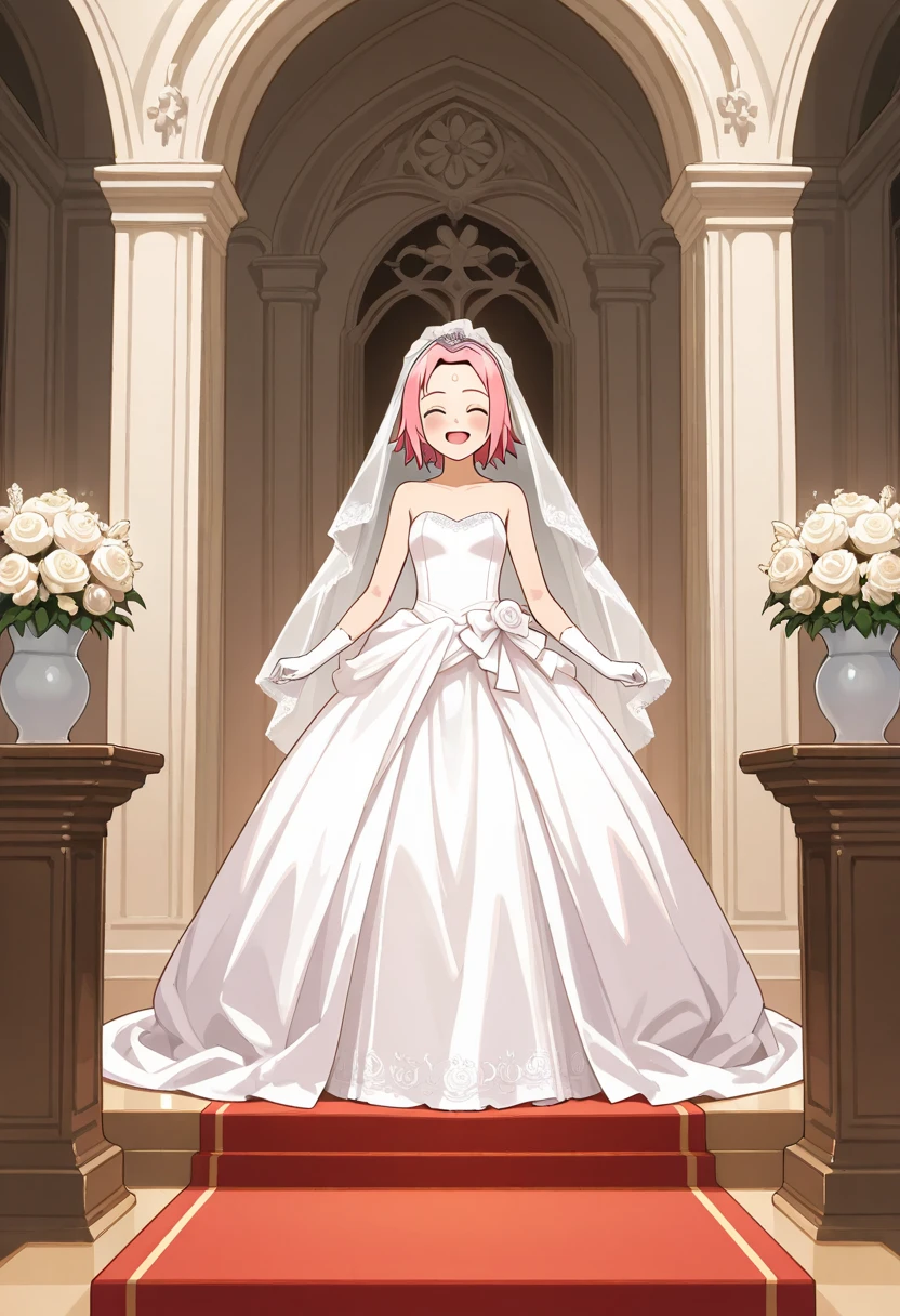 Sakura Haruno, ((Alone)), Alone, bride, Wearing a white wedding dress ...