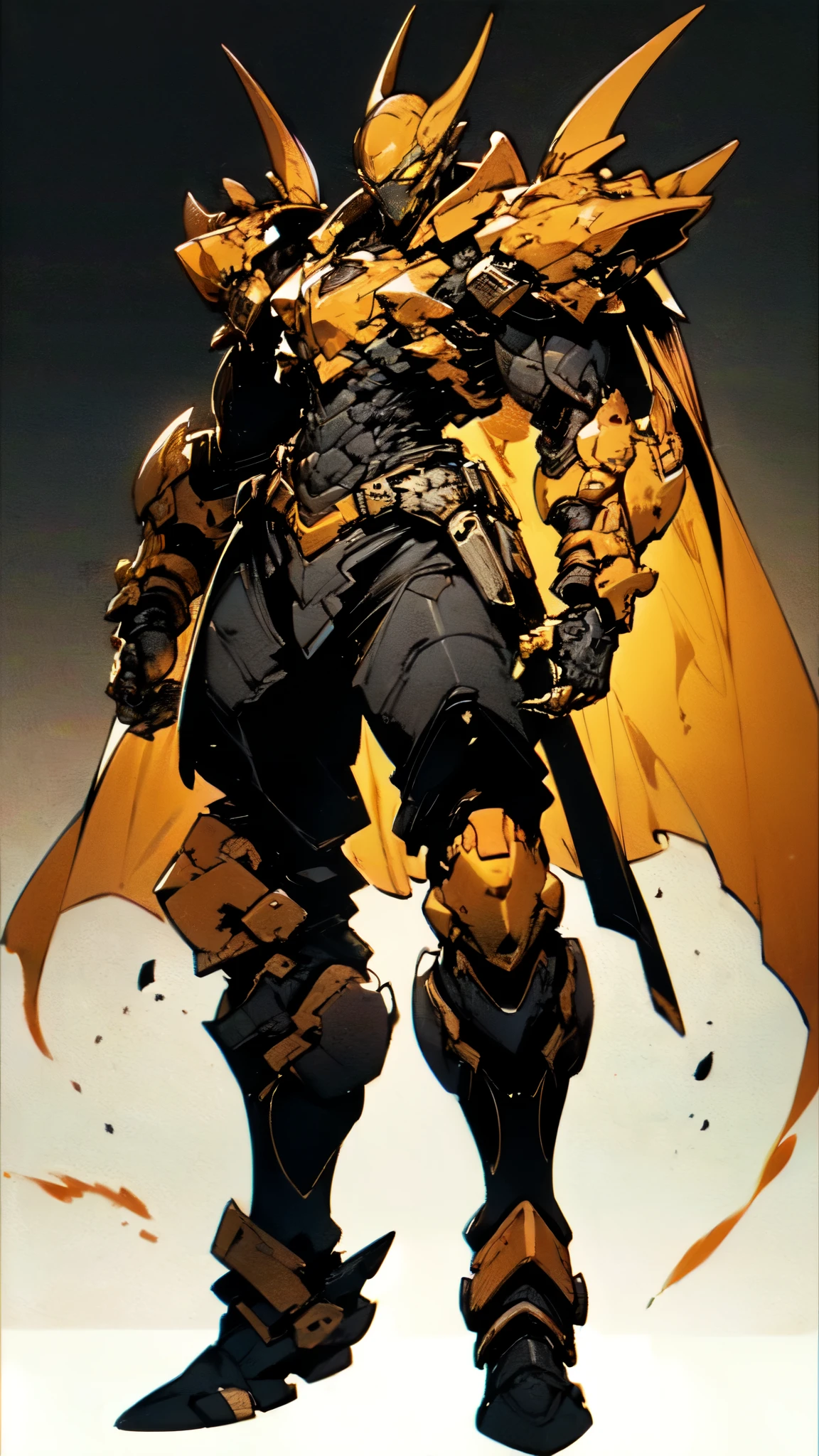 Batman is standing with a sword and armor on - SeaArt AI