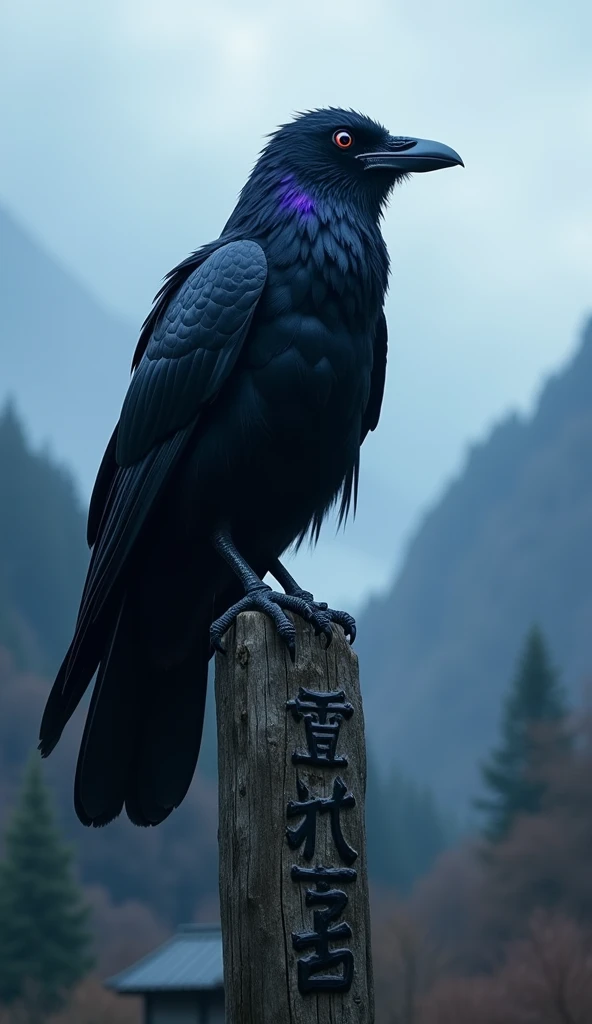 A realistic and lifelike depiction of Kanen Nup Kamui, a mythical crow ...