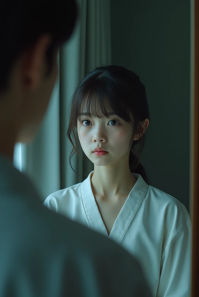 Thoughtful live-action version An adolescent Japanese girl is watching ...
