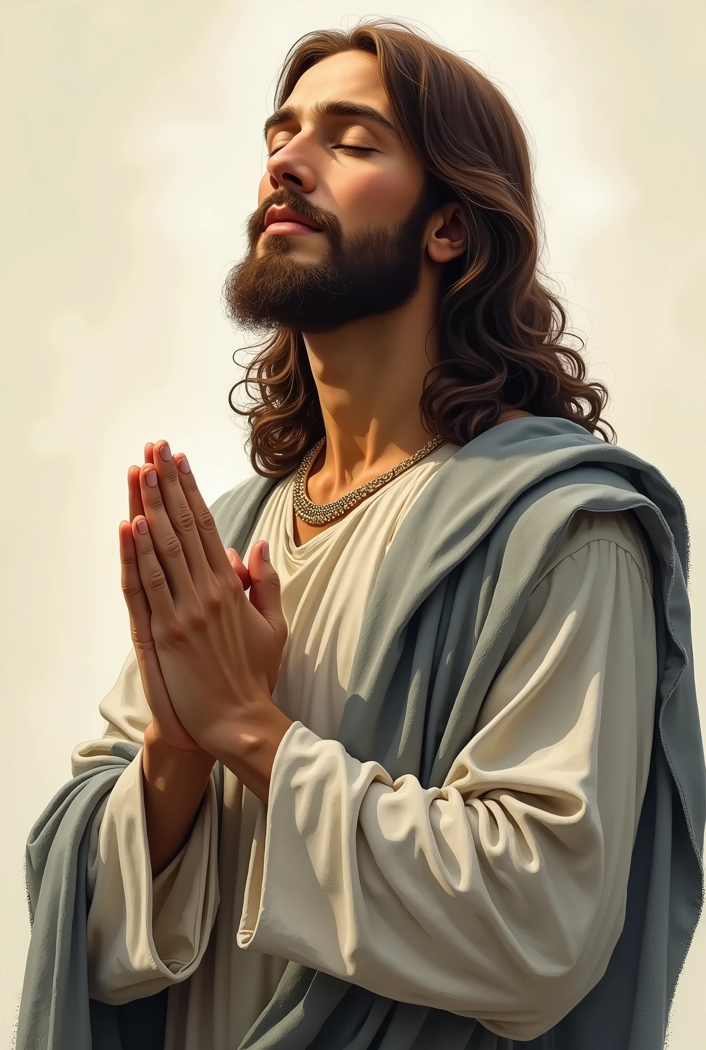 Jesus praying with his hands folded in prayer - SeaArt AI