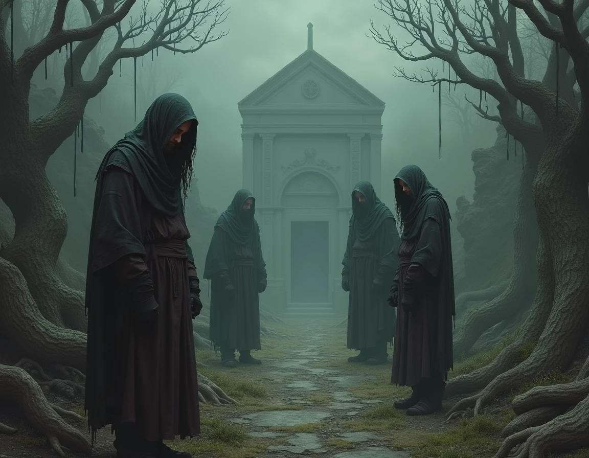 Desolate and sad people , an ancient world , medieval, sinister place ...