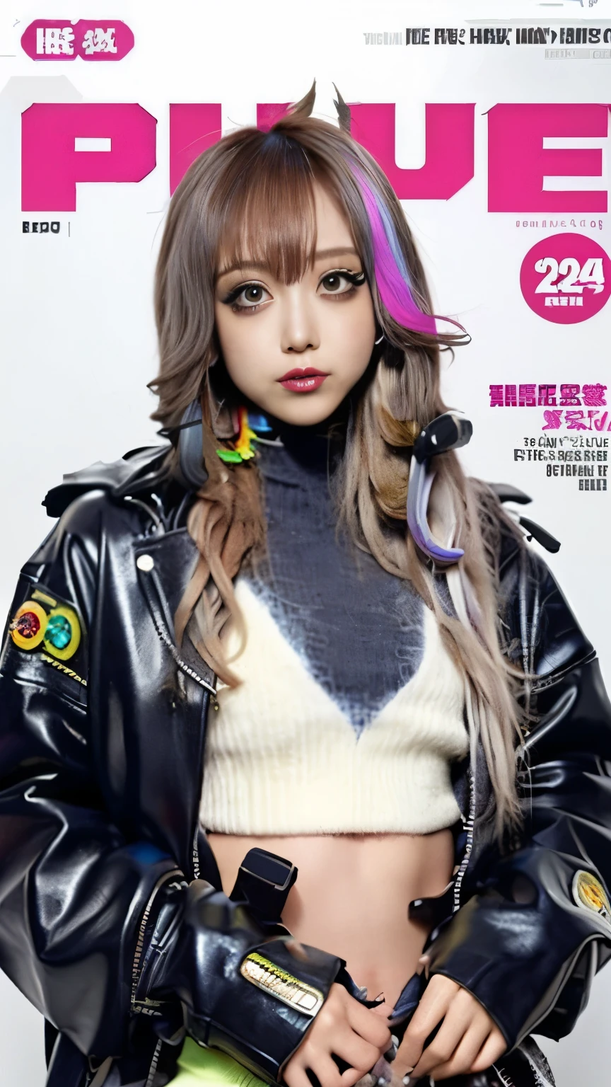 Araffe magazine cover with a woman in a leather jacket - SeaArt AI