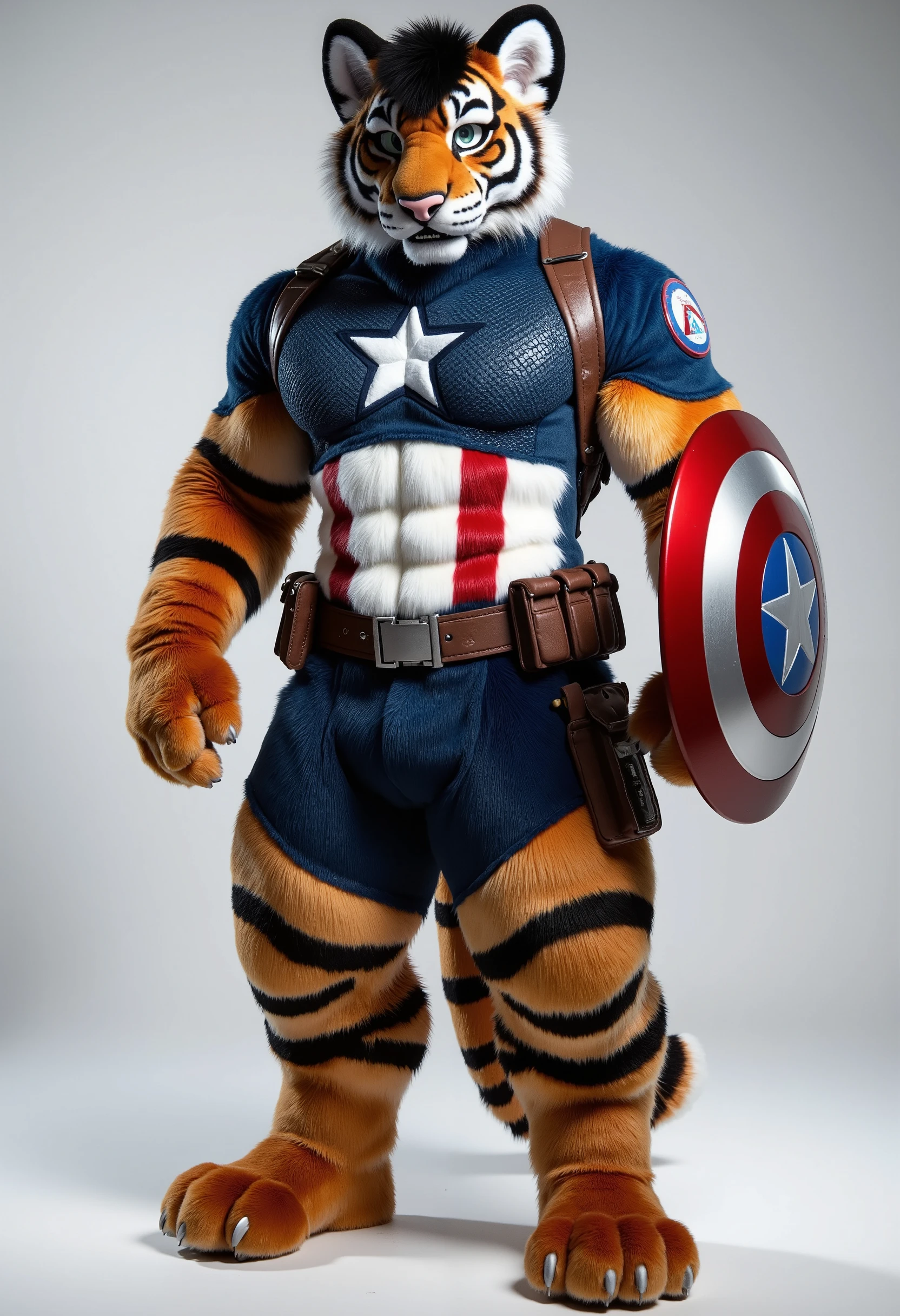 Araffe dressed as a captain with a shield and a helmet - SeaArt AI