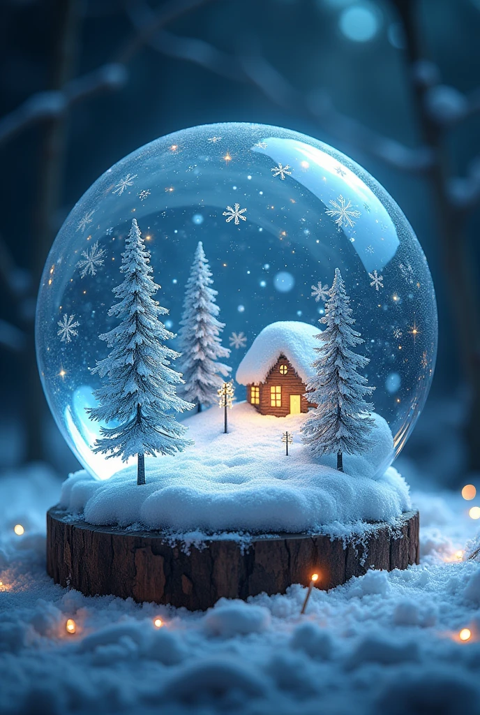 A magical Christmas ice crystal ball, featuring intricate snowflakes ...