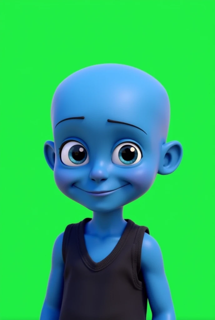 A blue boy character, bald and with a round, smiling facial expression ...