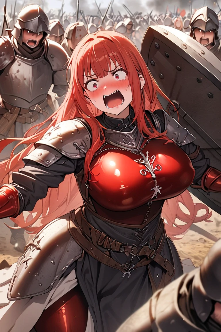 ( 1girl), (female soldiers) ，high definition , long hair, red eyes - SeaArt AI