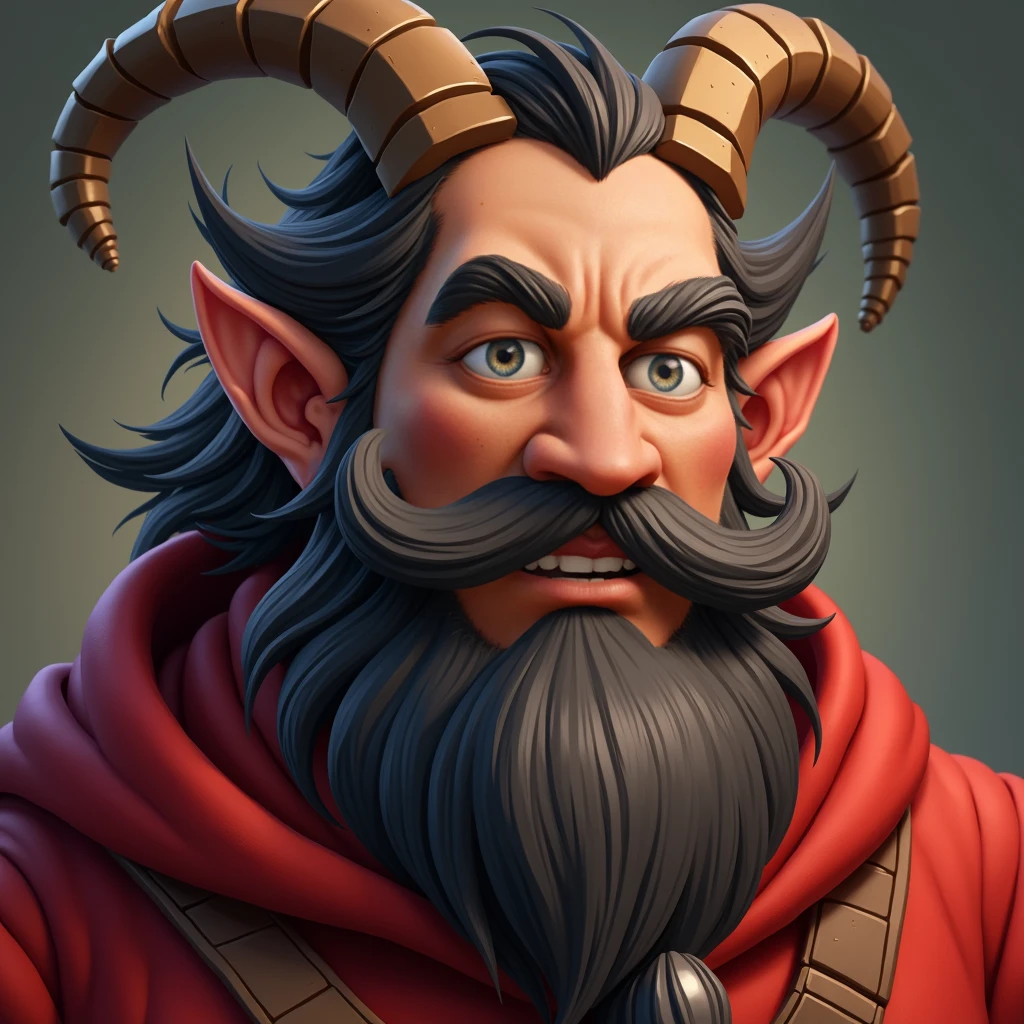 a close up of a cartoon character with a mustache and beard - SeaArt AI