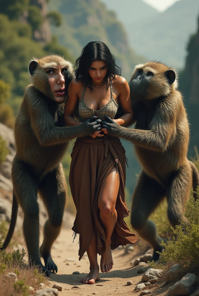 Create the image of this reference character tied up a woman being carried by a - SeaArt AI