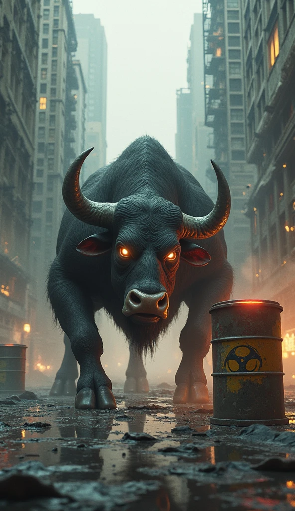I want to create a picture danger ox fight with danger biohazard drum ...