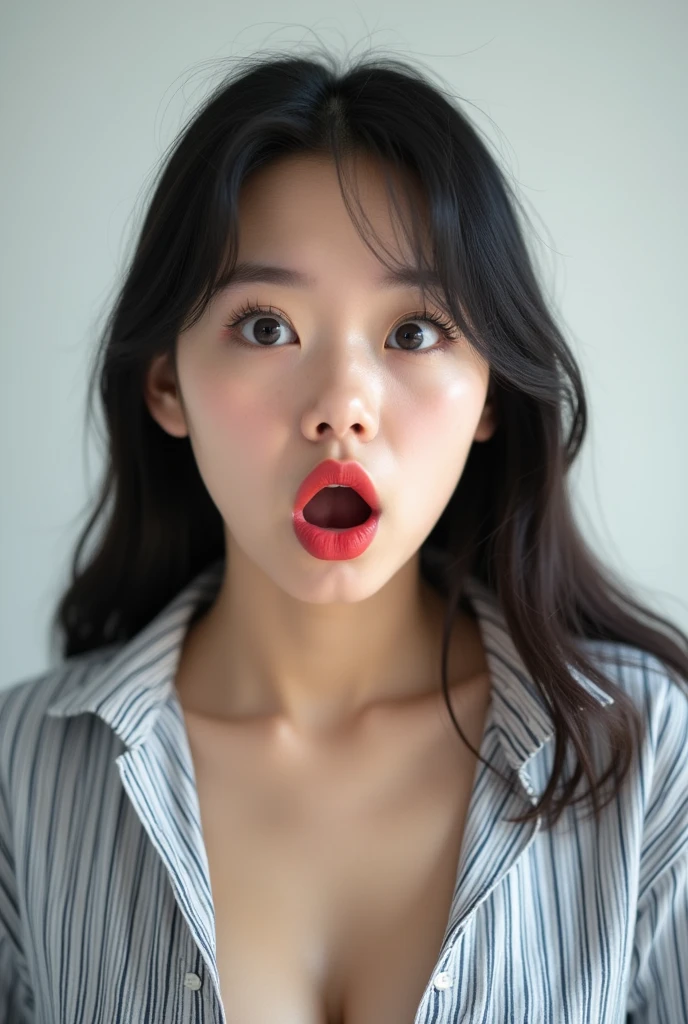 high image quality 。 Fat asian teen girl headshot 。 Her mouth is bright re - SeaArt AI