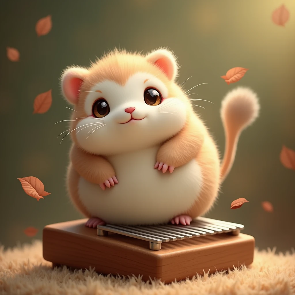 A round furry animal with a blank expression, big eyes, tilting its ...