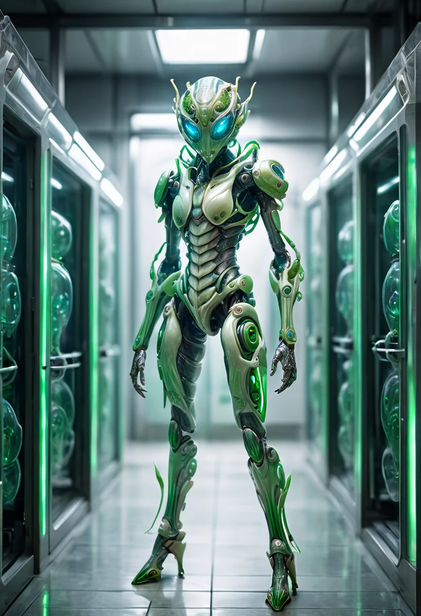 Full body image, humanoid creatures with translucent to pale ...