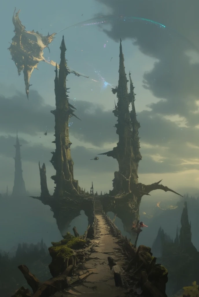 Very old bridge\(floating in the sky, on the verge of breaking down ...