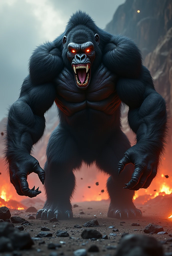 A monstrous hybrid of a powerful gorilla and Venom, blending the ...