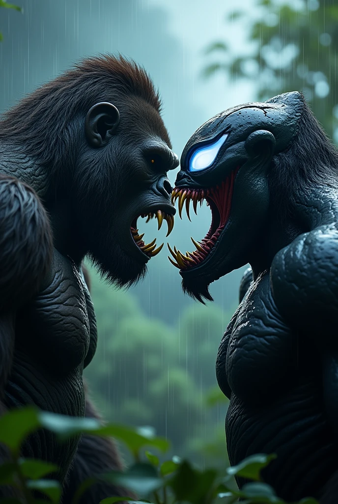A highly detailed and cinematic scene of a massive, muscular gorilla ...