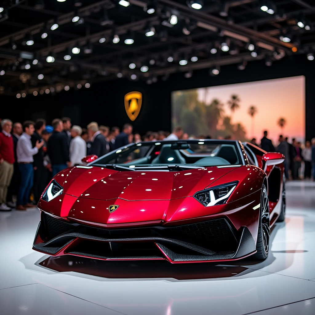 Lamborghini Aventodor J Barchetta 2012 stands in ruby red on a ...