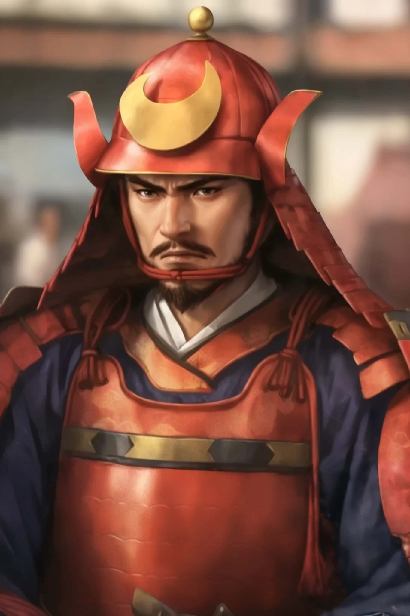 A close up of a man in a red helmet and armor - SeaArt AI