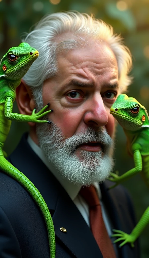 A hyperrealistic scene of Luiz Inácio da Silva , with a finely ...