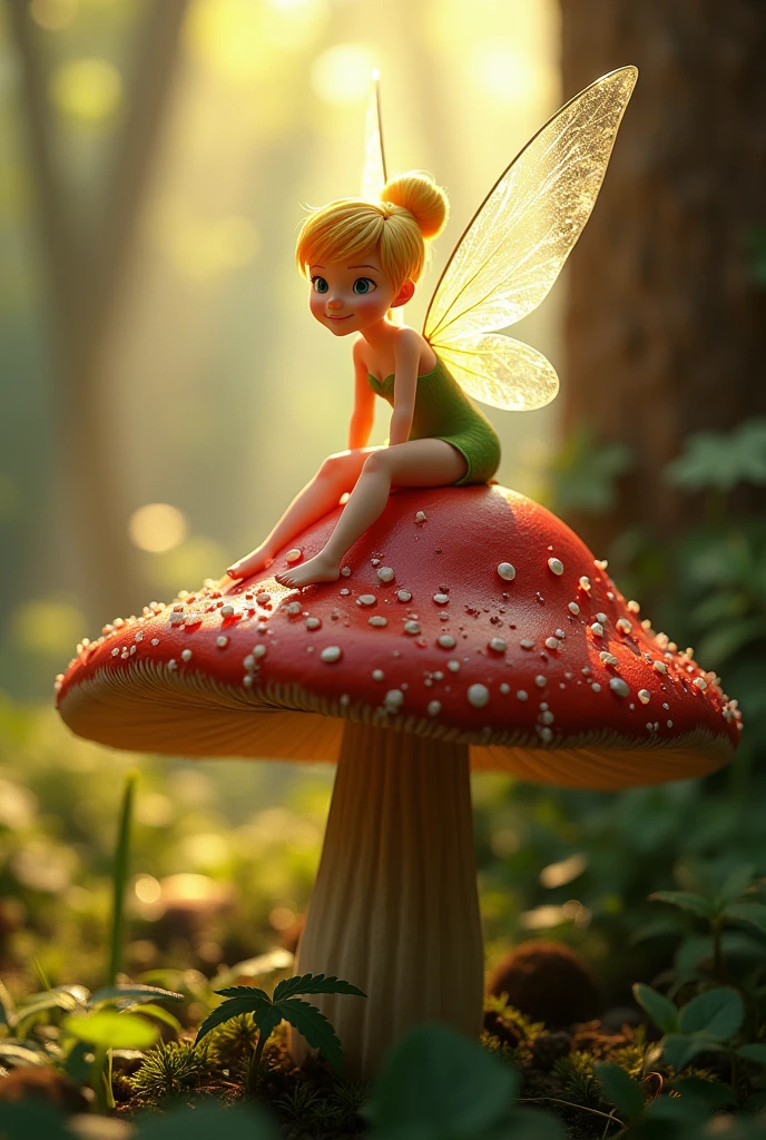 Tinkerbell aitting on a big red mushroom High Resolution, Accurate ...