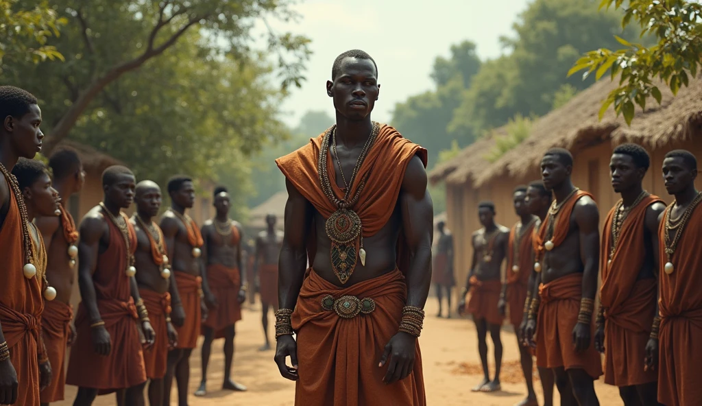 "Black African man Yao standing alone in the middle of the village ...