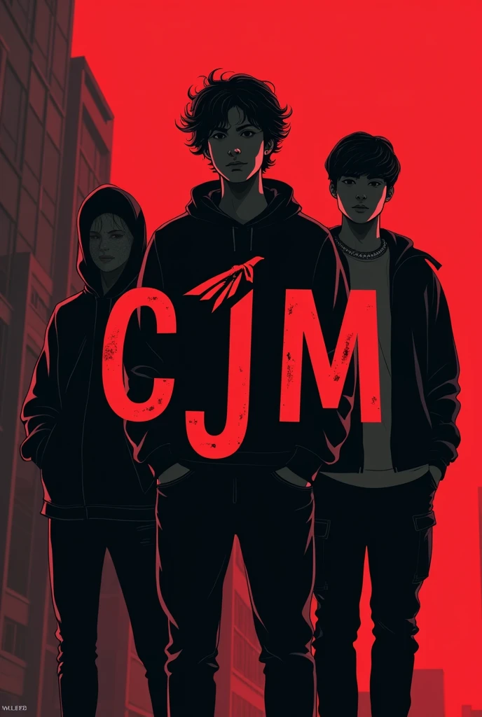 Create an urban clothing logo for me black and red store with models of ...