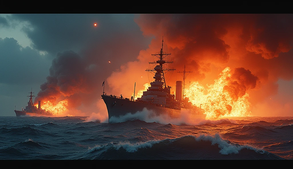 A cinematic and intense naval battle scene showcasing HMAS Sydney ...