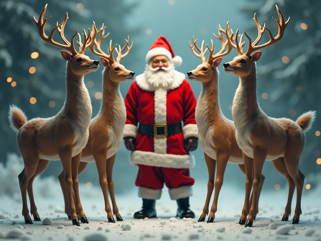 Santa Claus with four women (mean girls) on all fours being transformed ...