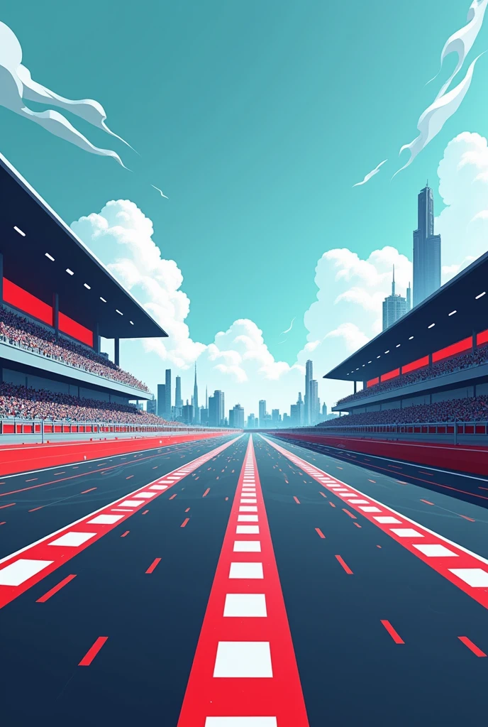 A stylized racetrack . on one side, a company with cutting-edge ...